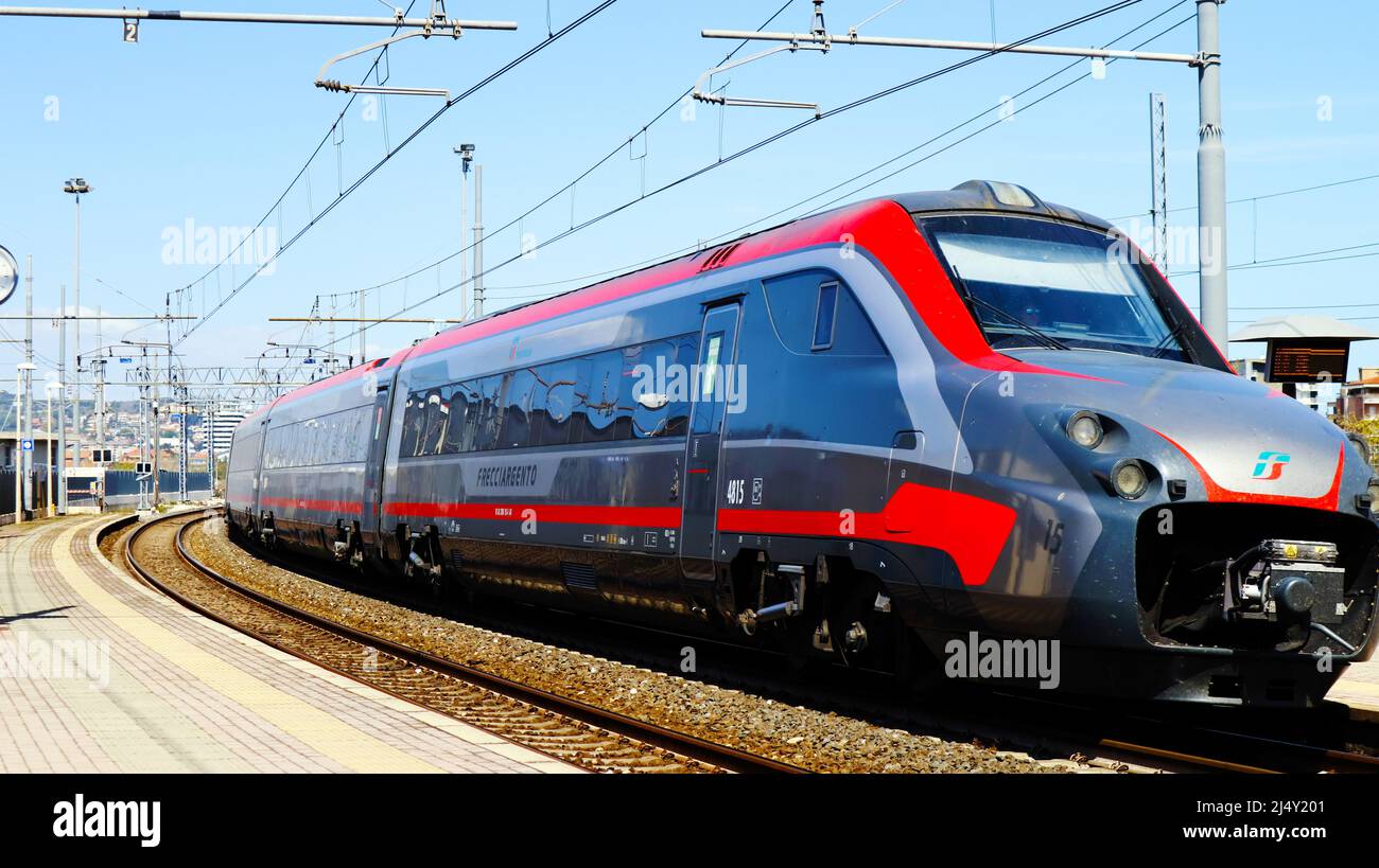 High-Speed Italian Train Frecciargento by Trenitalia, Italy Stock Photo ...