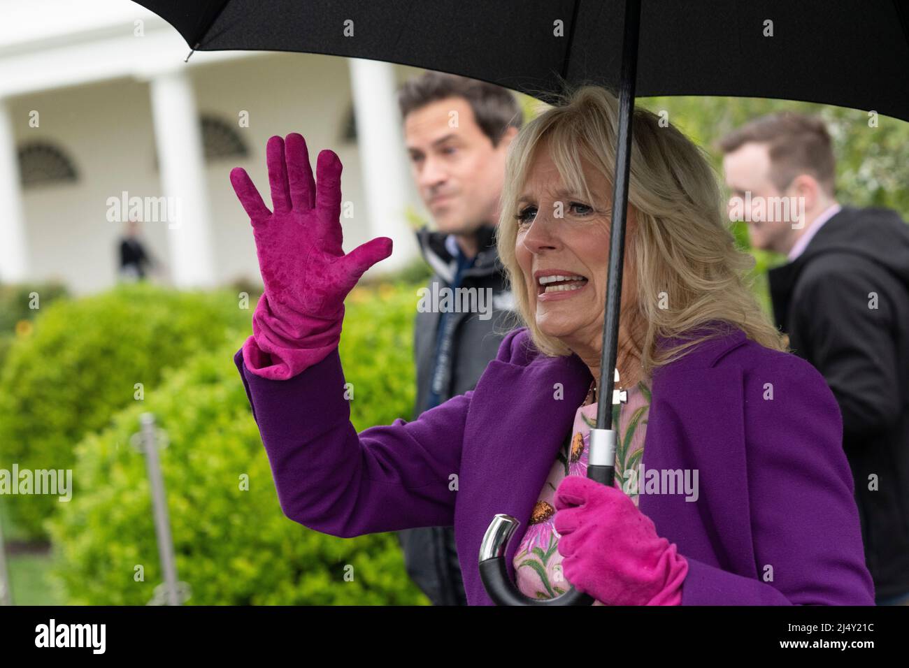 First lady Dr. Jill Biden waves at guests during the 2022 White House ...