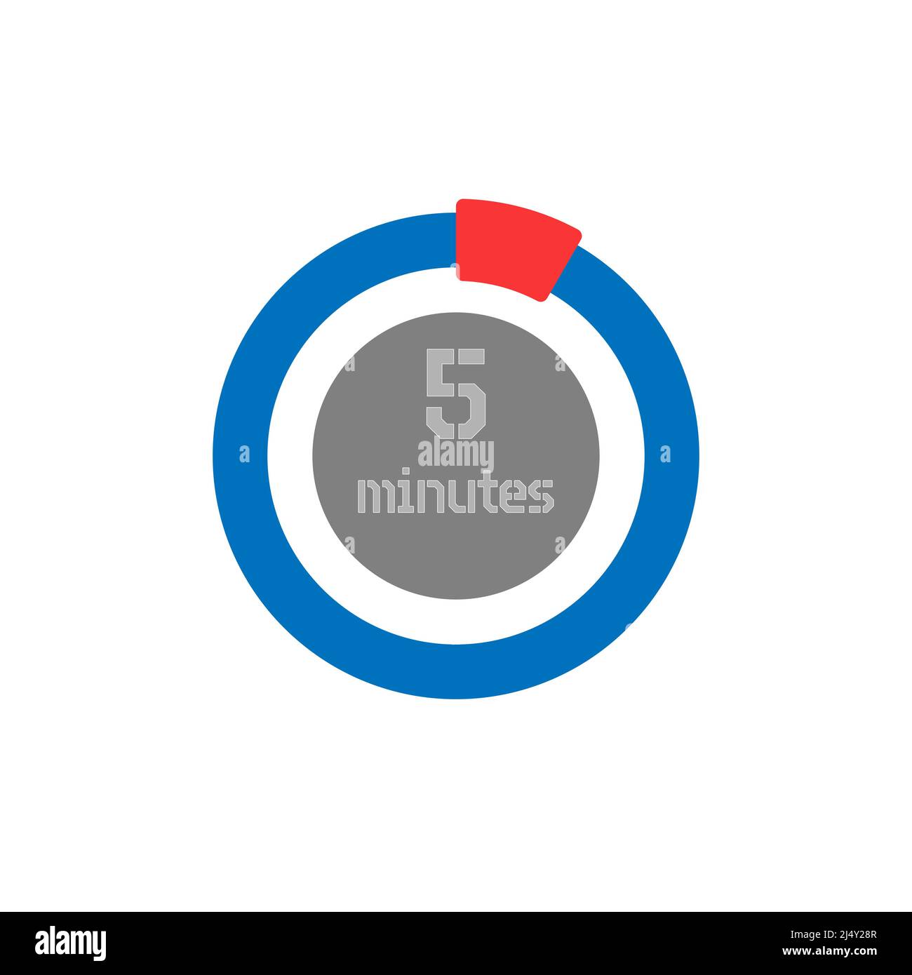 5 minutes. Creative design of the dial with time indication. Flat style ...