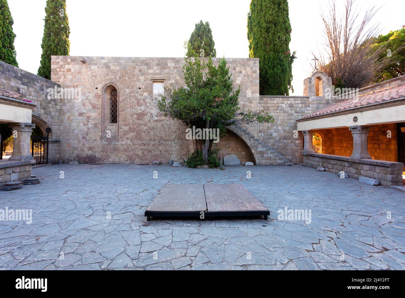 The territory of Filerimos Monastery on the island of Rhodes in Greece ...
