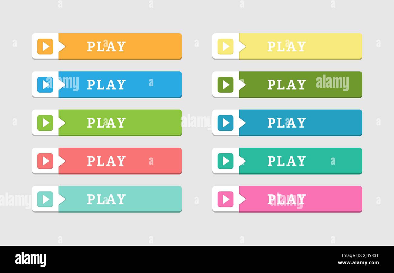 set of colored buttons with the PLAY. Flat style Stock Vector Image ...