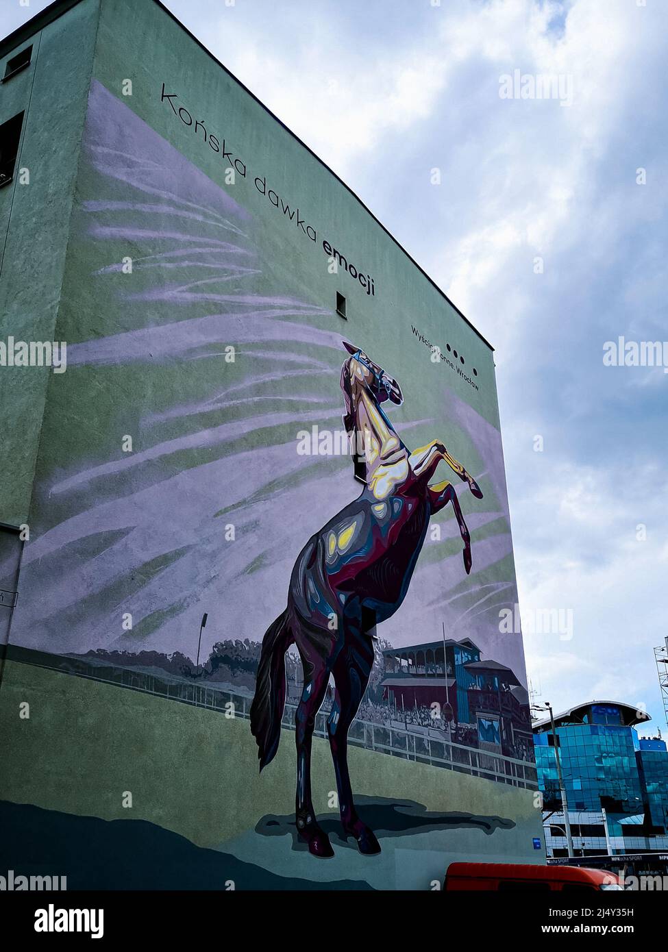 Wroclaw, Poland - April 2021: Mural street art with colorful horse as ...