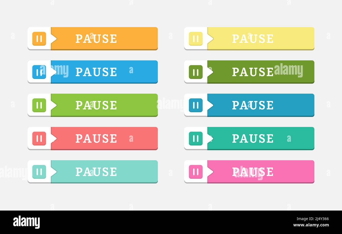 set of colored buttons labeled PAUSE. Flat style Stock Vector Image ...