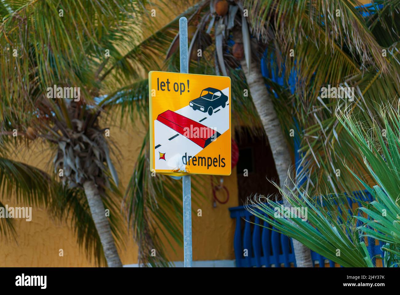 Dutch traffic sign warning of a safety speed bump Stock Photo - Alamy