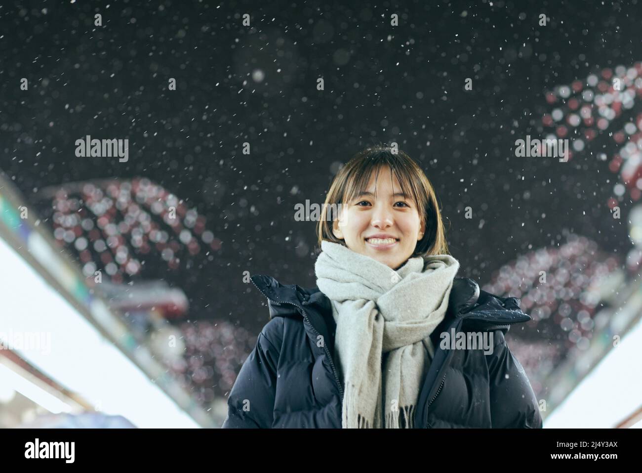 Portrait of young Japanese woman in the snow Stock Photo - Alamy