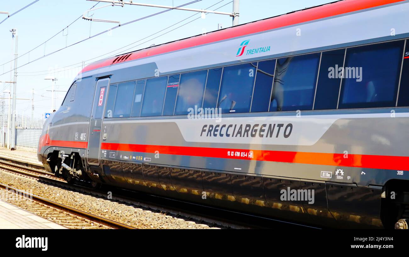 High-Speed Italian Train Frecciargento by Trenitalia, Italy Stock Photo ...