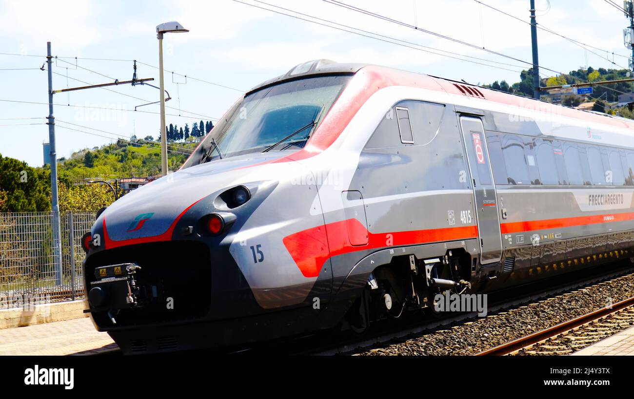 High-Speed Italian Train Frecciargento by Trenitalia, Italy Stock Photo ...