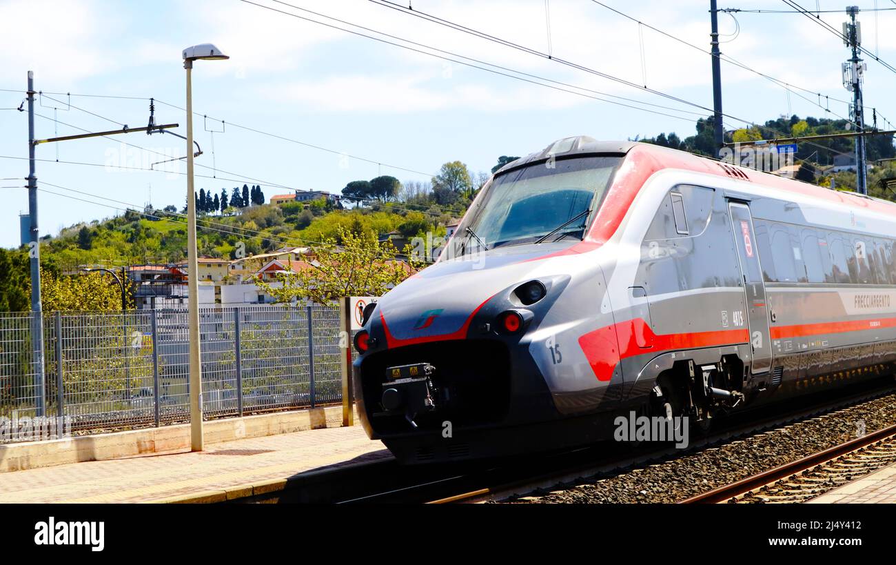 High-Speed Italian Train Frecciargento by Trenitalia, Italy Stock Photo ...