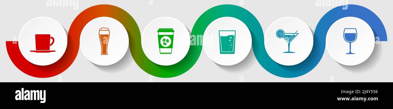 Drinks concept infographic vector template, restaurant flat design ...