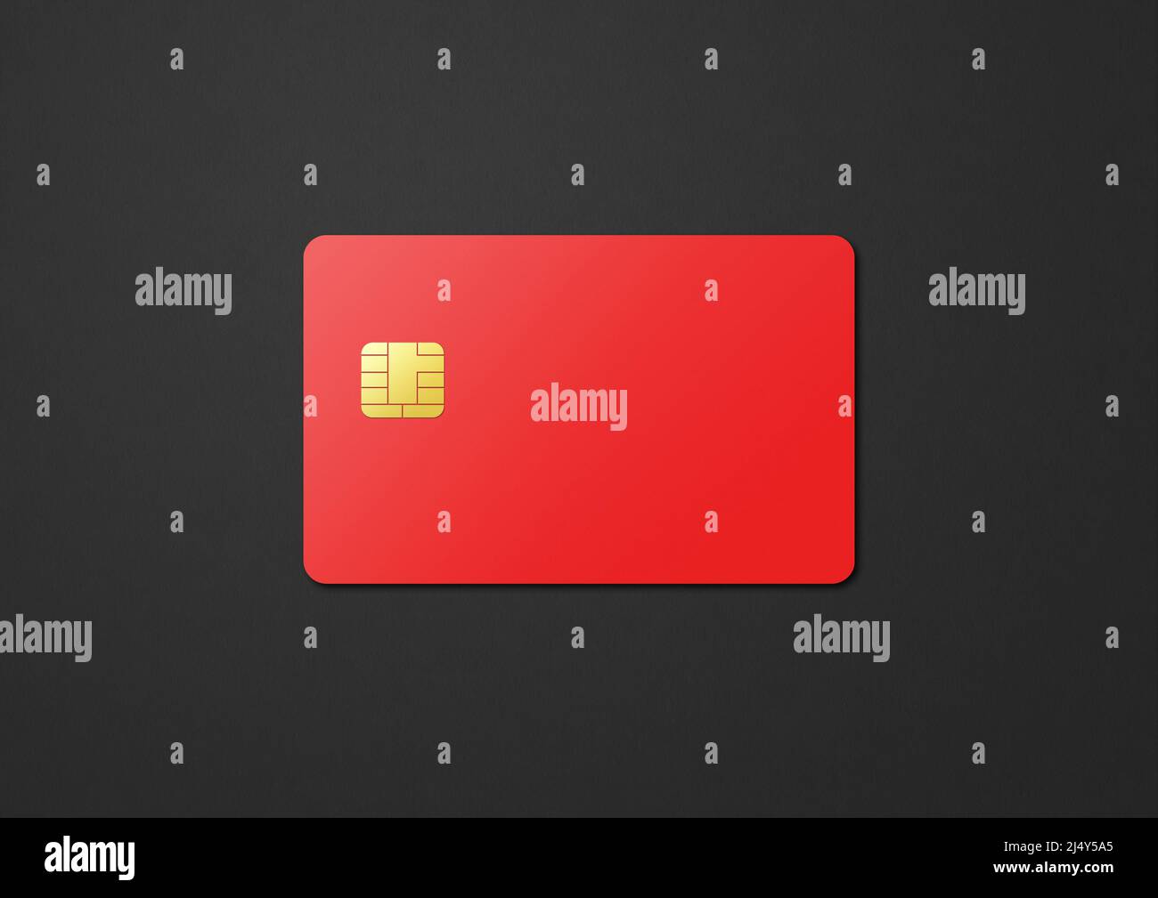 Red credit card template isolated on a black background. 3D ...