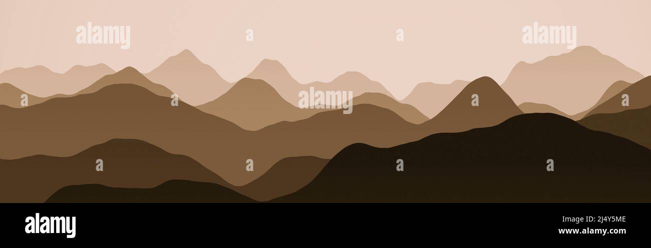 beautiful mountains peaks natural mountainscape - wide digital drawn ...