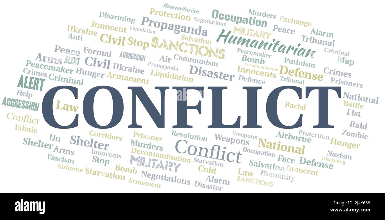 Conflict word cloud. Vector made with text only Stock Vector Image ...