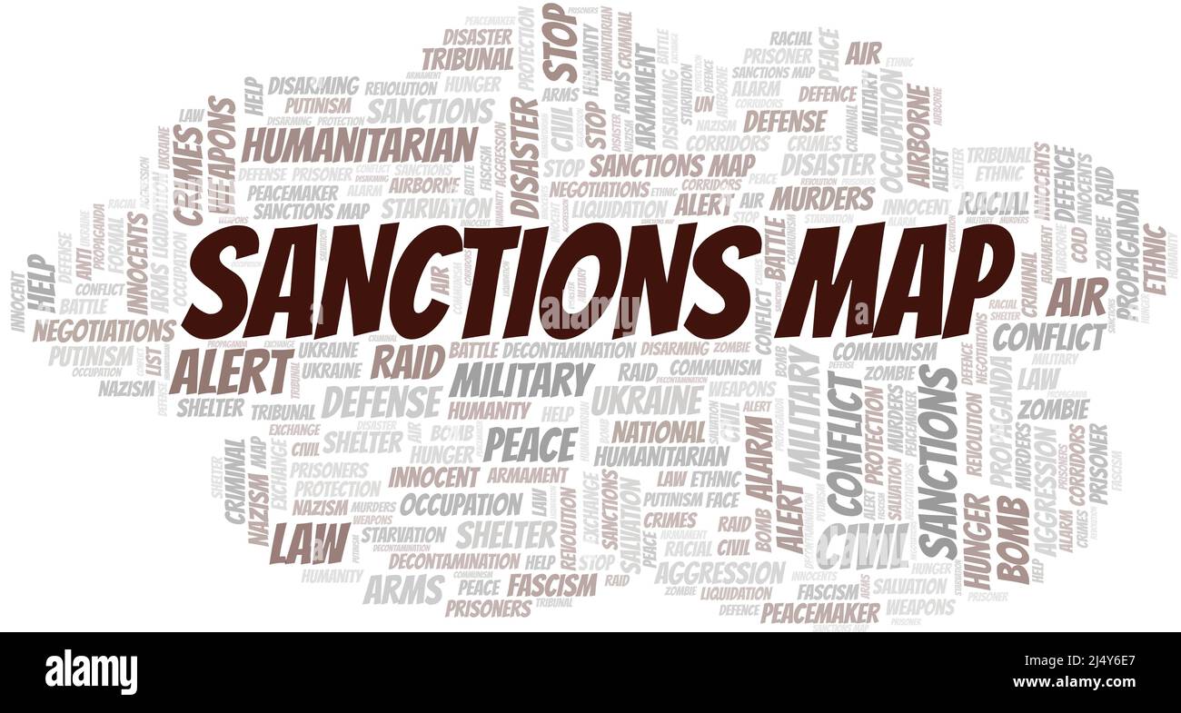 Sanctions Map Word Cloud Vector Made With Text Only Stock Vector Image