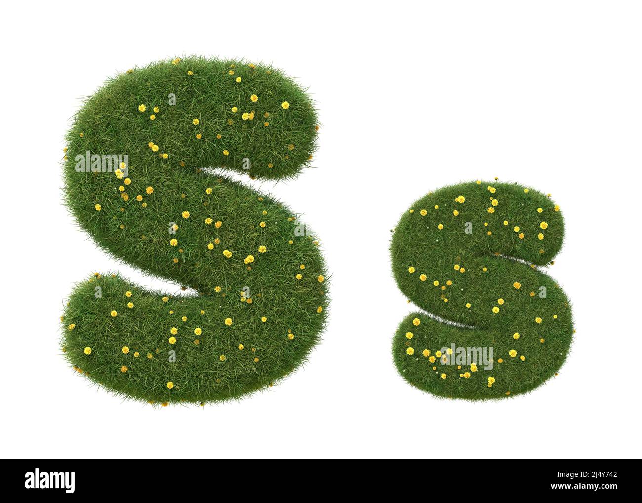 Realistic grass alphabet isolated on white background. Collection. 3D ...