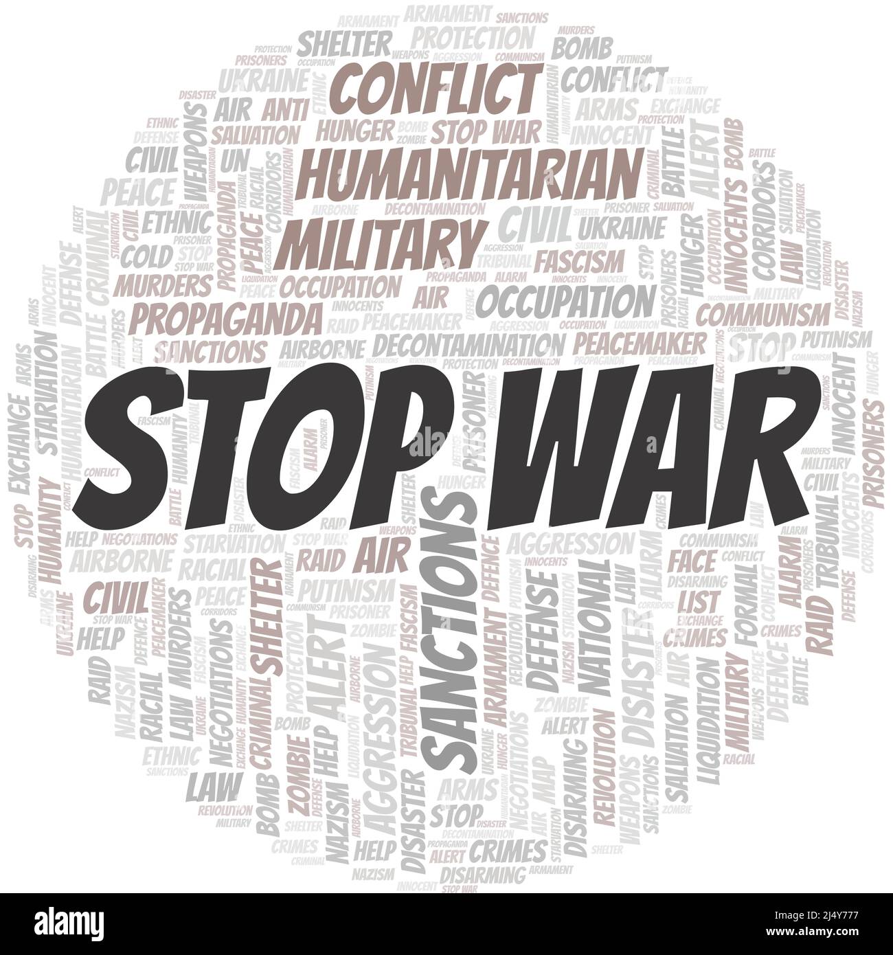 Stop War word cloud. Vector made with text only Stock Vector Image ...