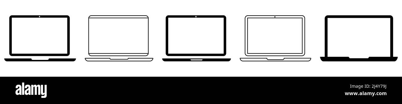 Collection of laptop icon set. Vector illustration isolated on white ...