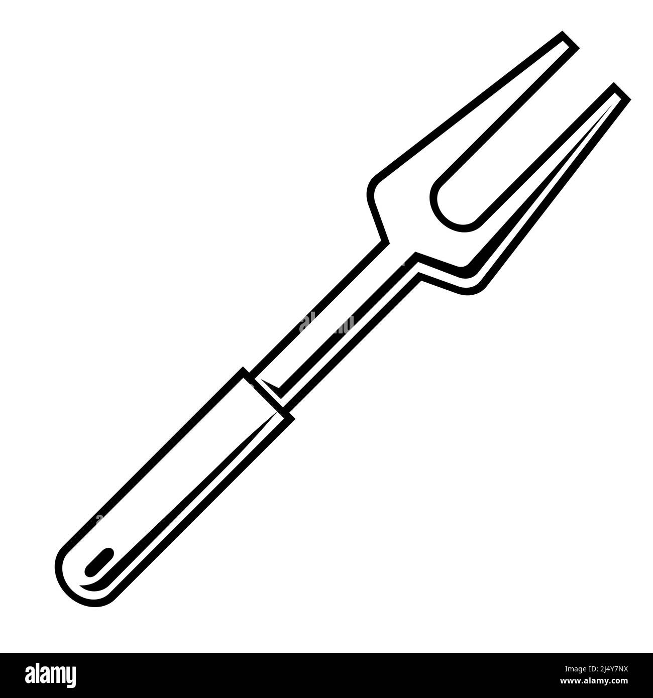 Illustration of steel cooking fork. Stylized bbq kitchen and restaurant ...