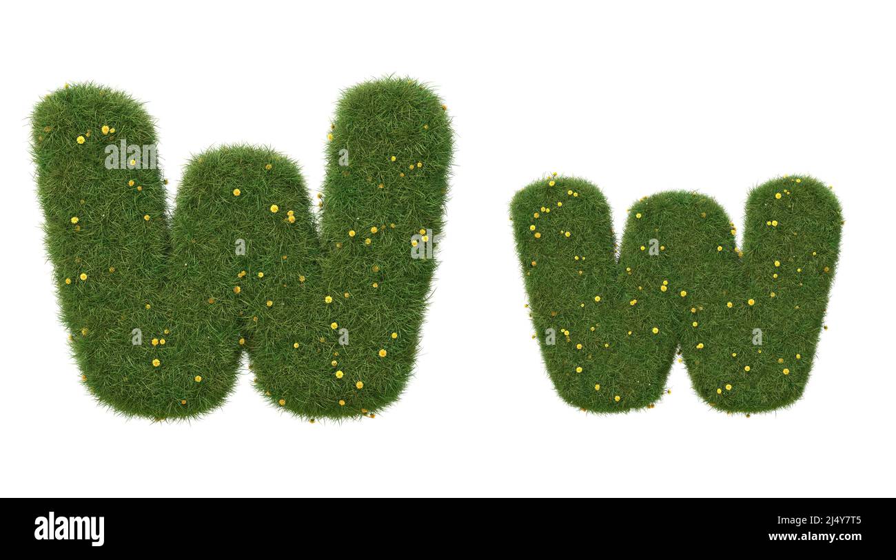 Realistic grass alphabet isolated on white background. Collection. 3D ...