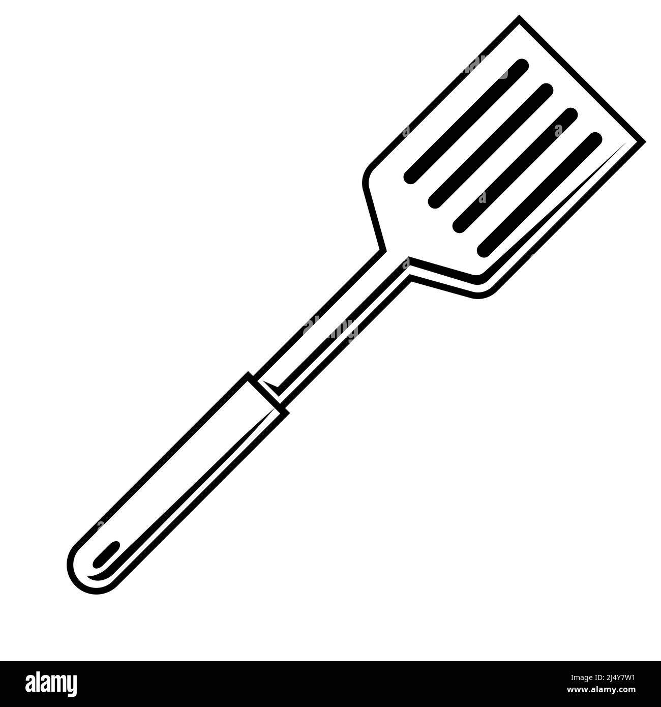 Illustration of steel cooking spatula. Stylized bbq kitchen and ...