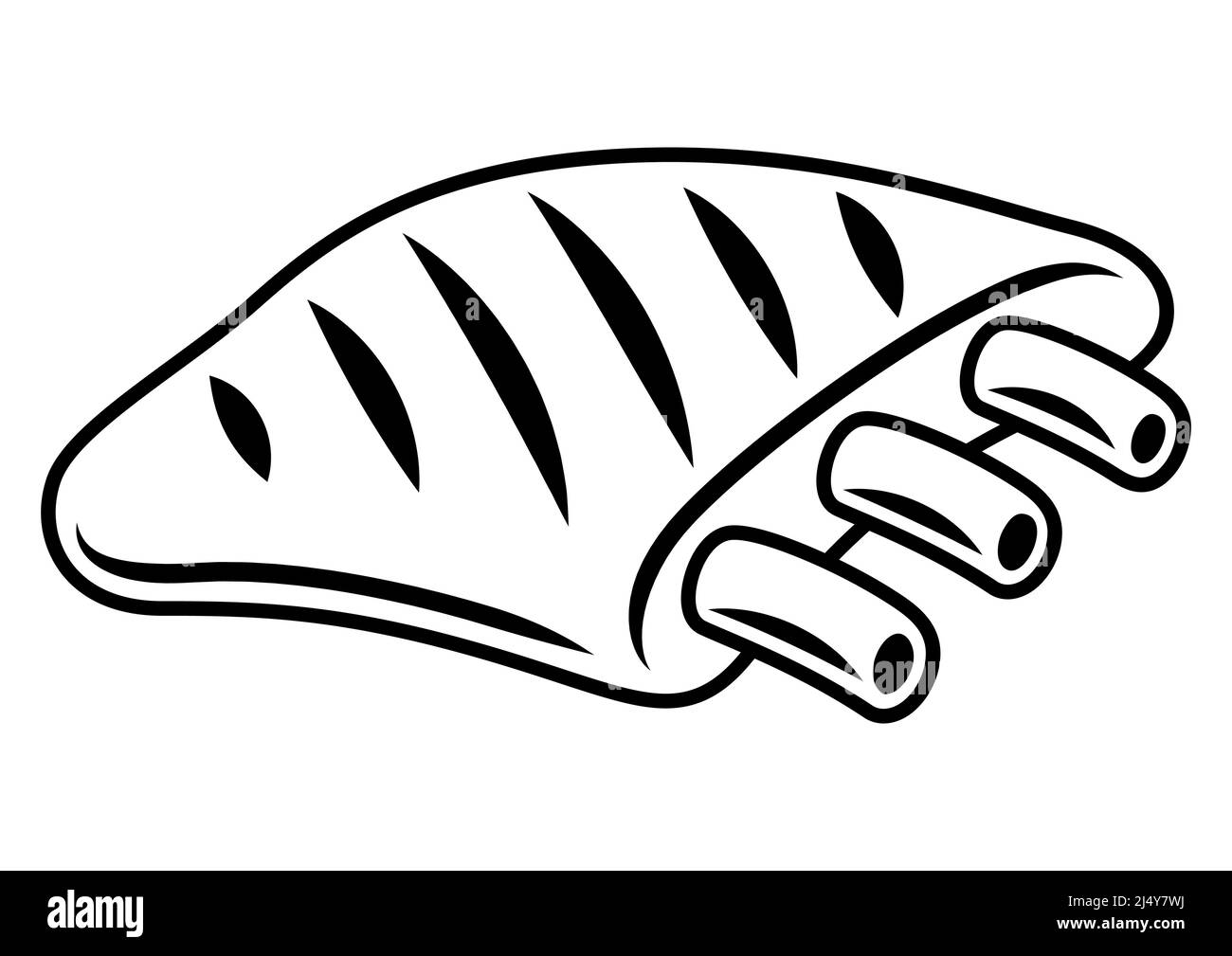 Illustration of grilled ribs. Bbq product. Stylized kitchen and ...