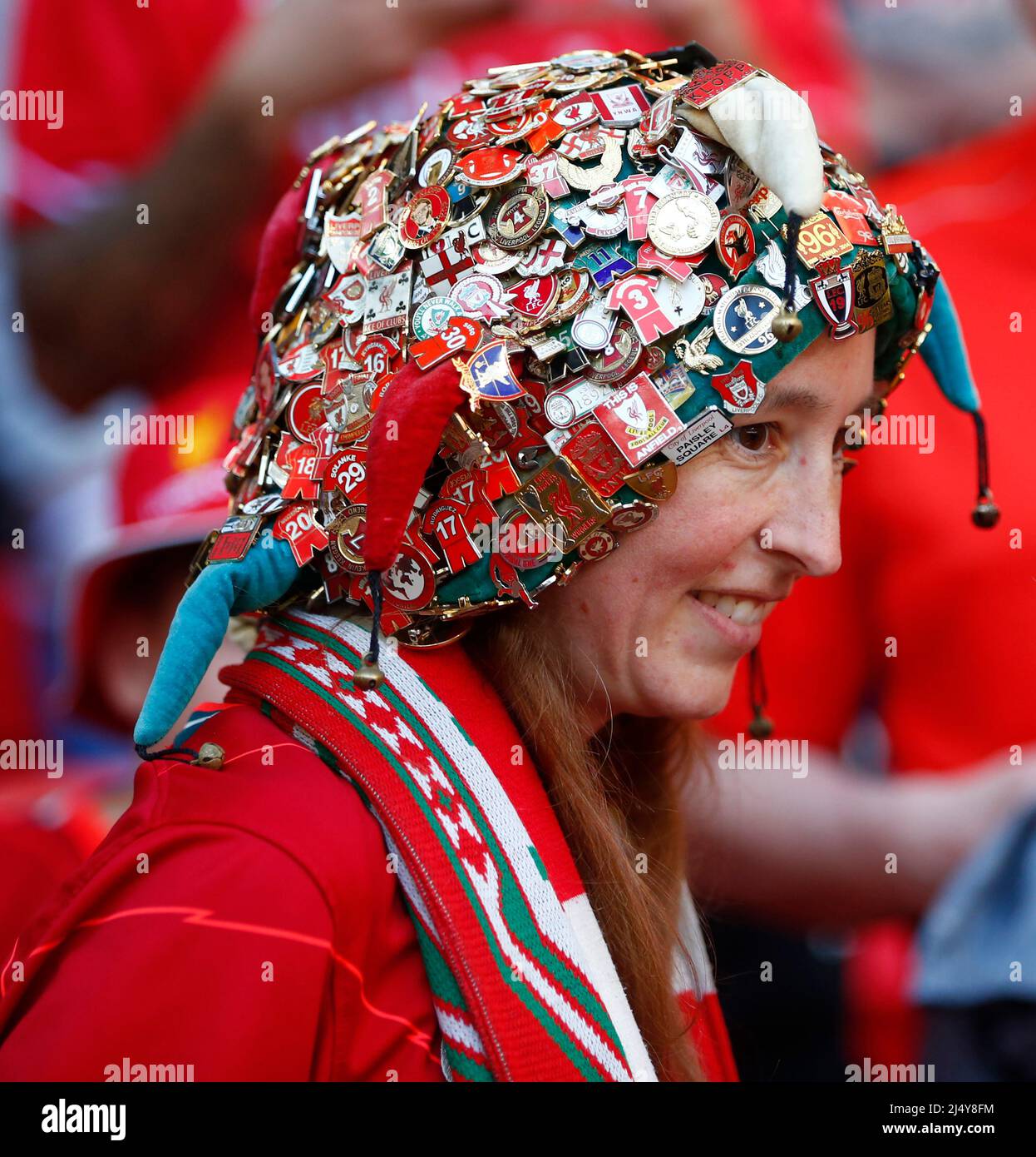 LONDON, ENGLAND - APRIL 16: Liverpool Fan wearing loads of Football ...