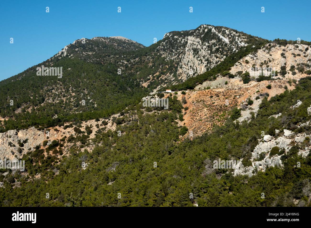 View from The Castle of Monolithos on mountains Rhodes Island, Greece ...
