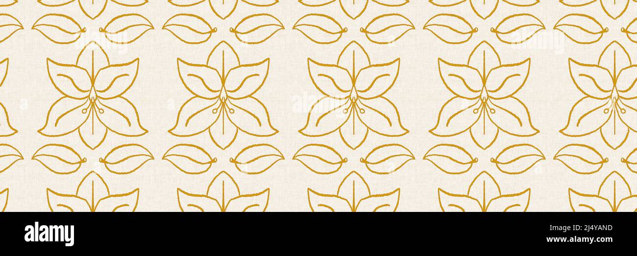 Gender neutral floral flower seamless raster border. Simple whimsical 2 ...
