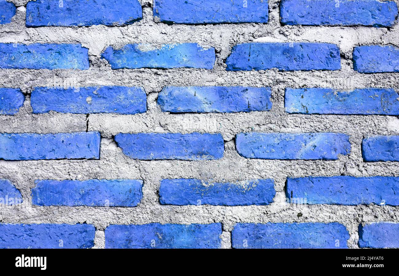 Front View of Cobalt Blue with Gray Colored Grunge Brick Wall for ...