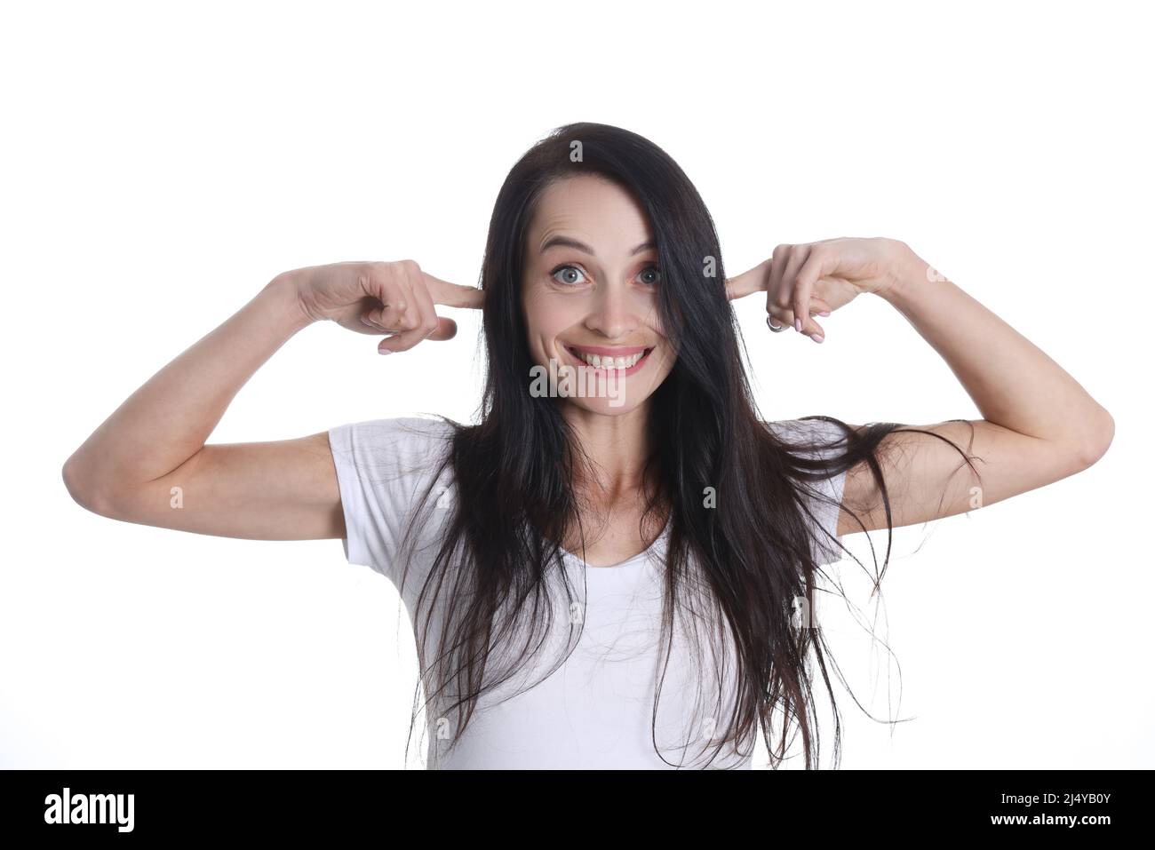 Girl fingers in ears hi-res stock photography and images - Alamy