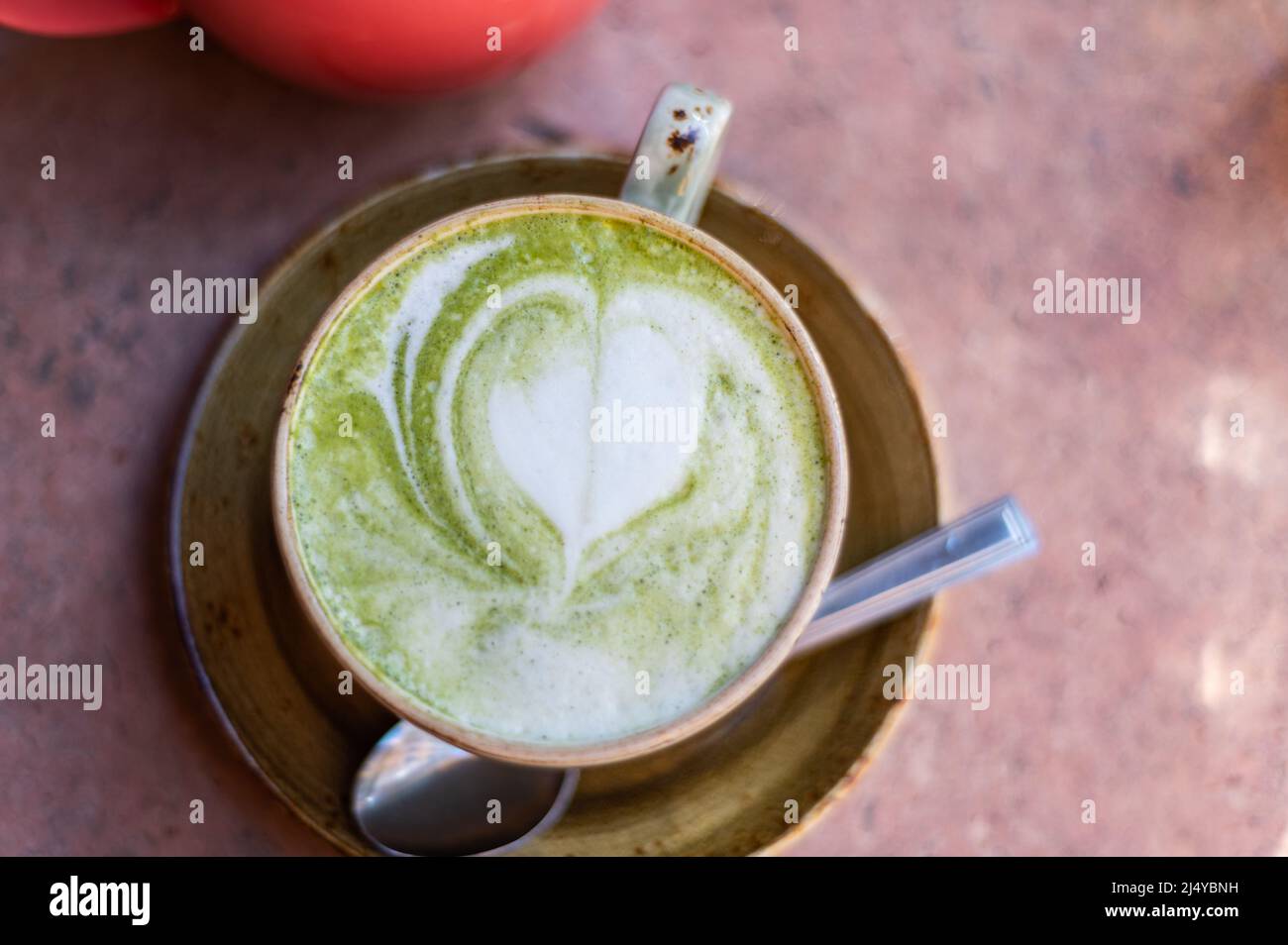 Green Matcha Latte Stock Photo - Alamy
