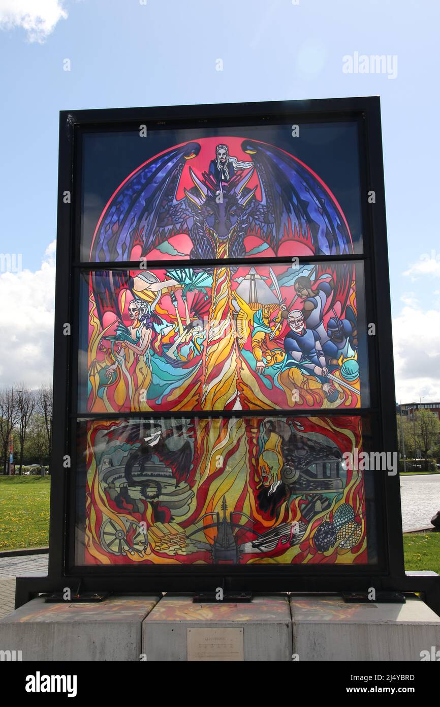 Stained glass sculpture River Lagan Stock Photo - Alamy