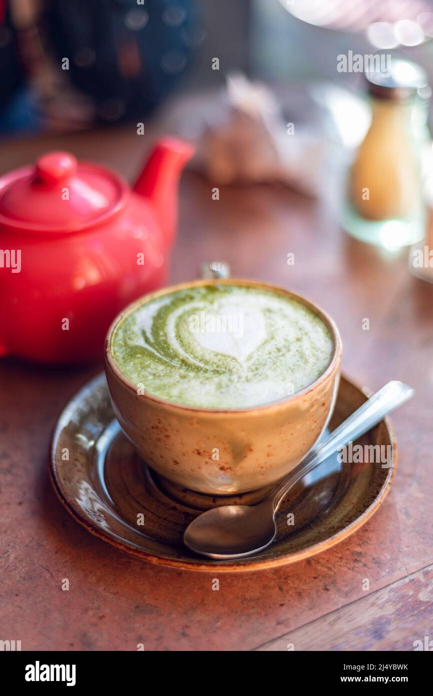 Green Matcha Latte Stock Photo - Alamy