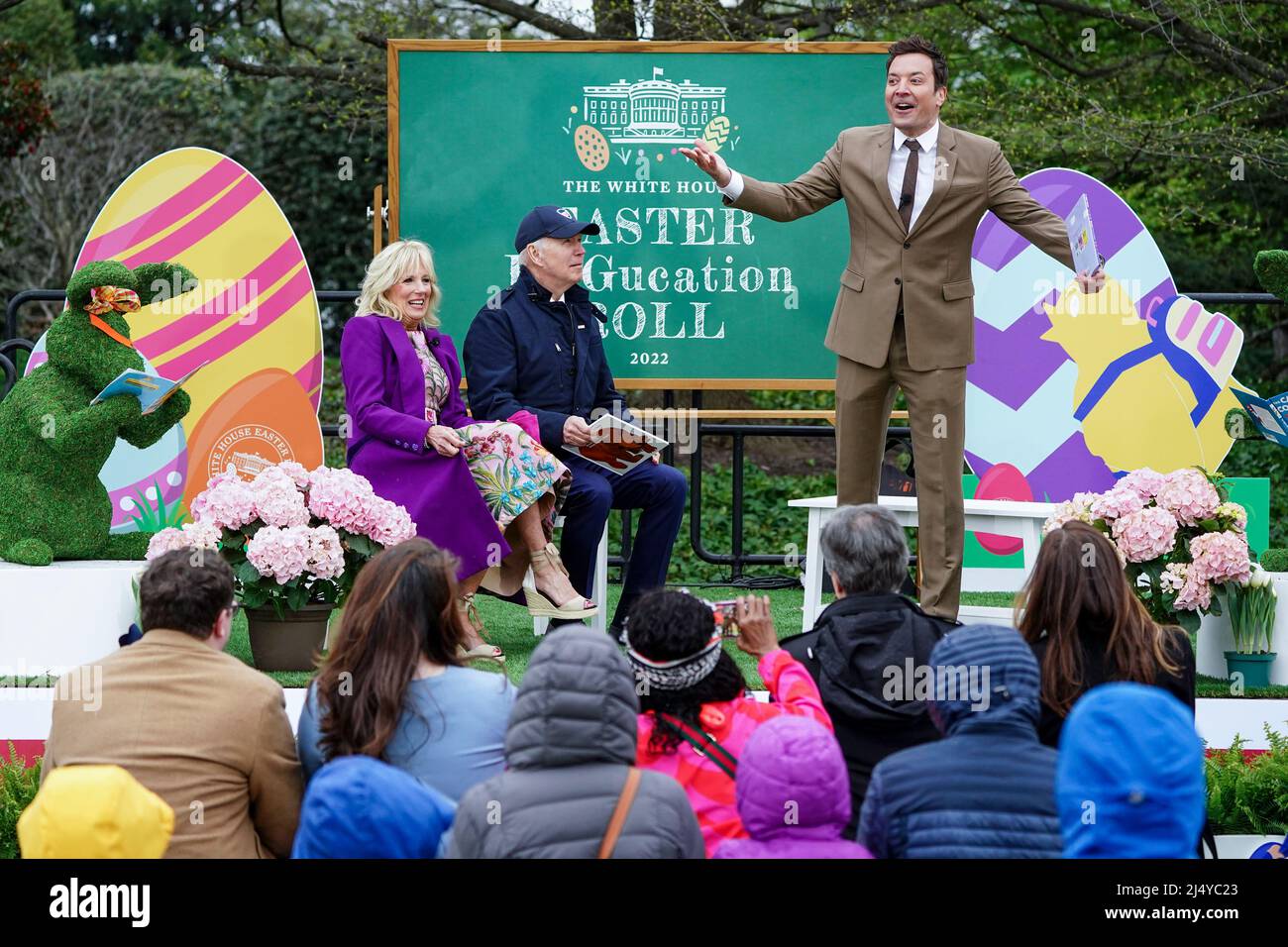 US President Joe Biden and First Lady Jill Biden watch as Tonight Show ...