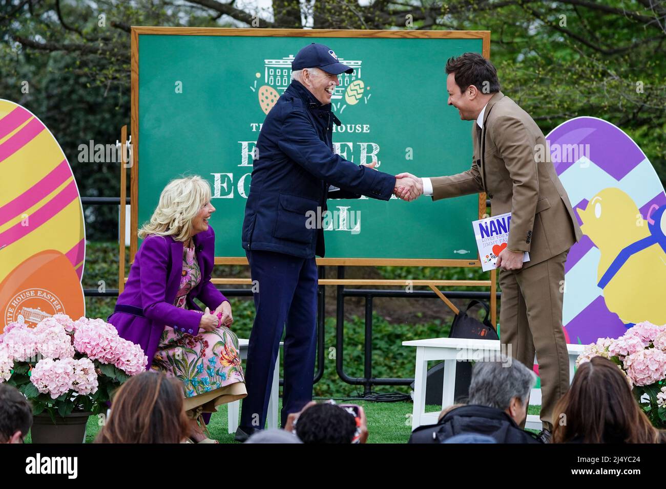 US President Joe Biden, with First Lady Jill Biden, greets the Tonight ...