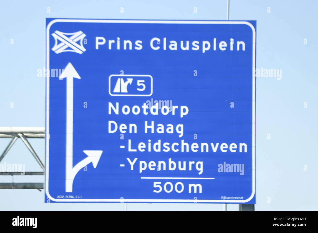 Blue direction and information sign for the directions on Motorway A12 ...