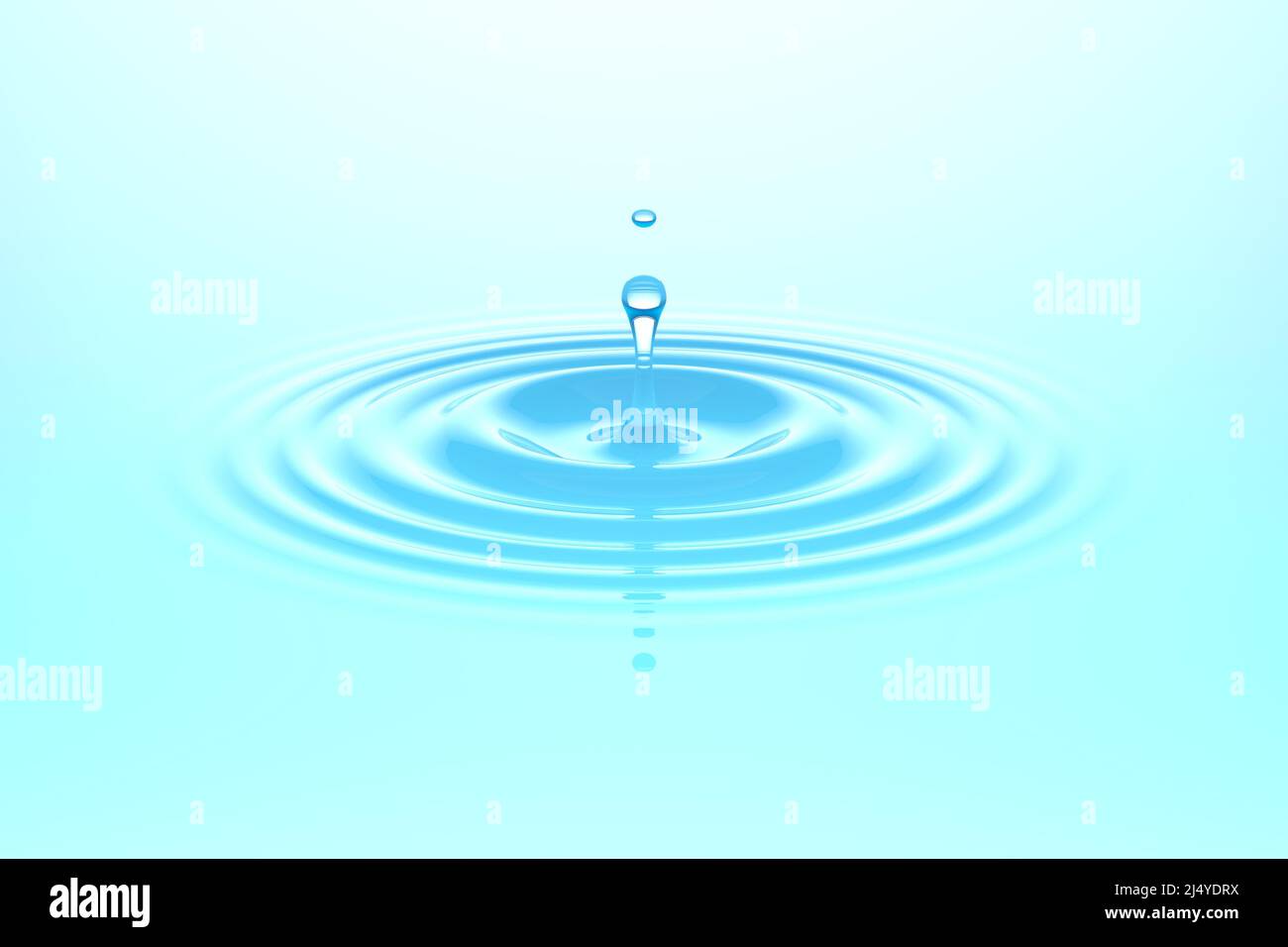 Water drop or rain drop falling on water surface. Liquid ripple splash ...