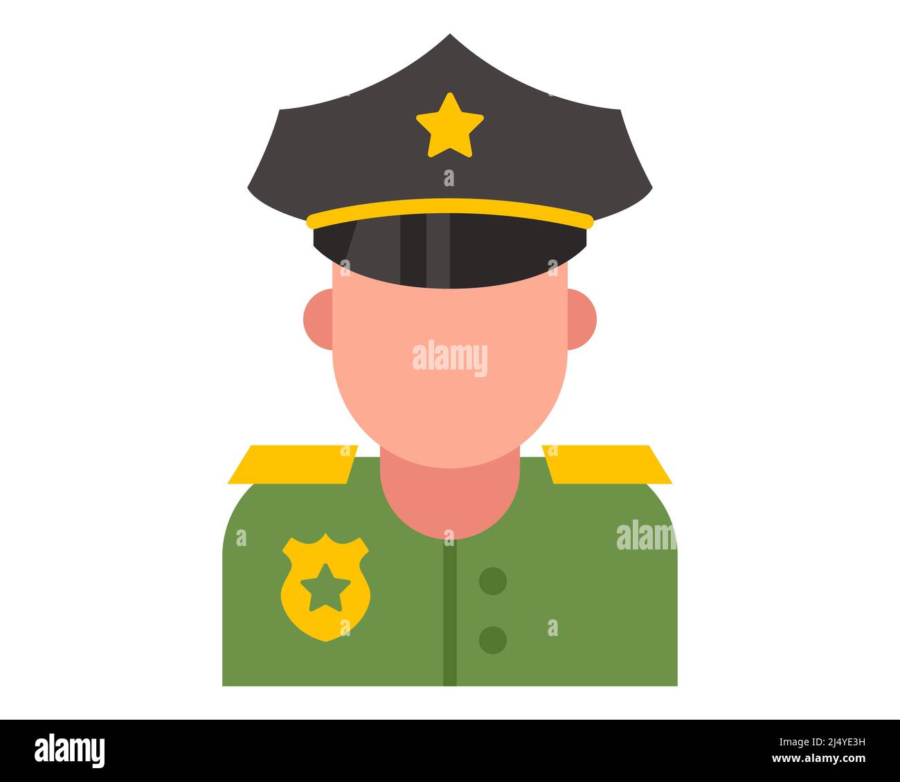 a policeman in a green uniform and cap. flat vector illustration Stock ...