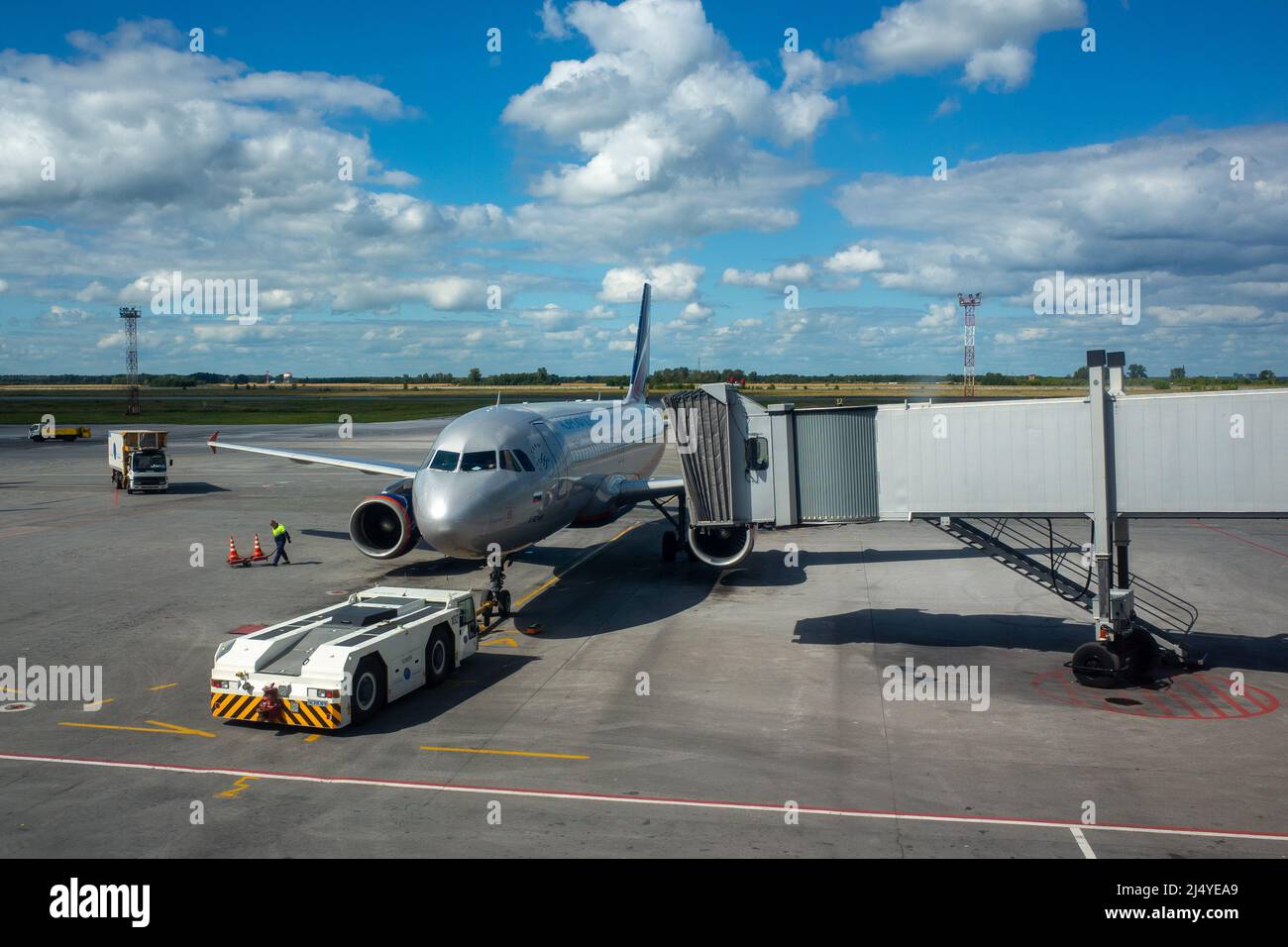 August 14, 2018, Novosibirsk, Russia. Aeroflot - Russian Airlines plane ...