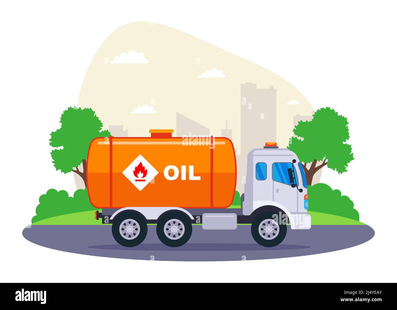 a tanker of gasoline is transported by a truck. fuel delivery. flat ...