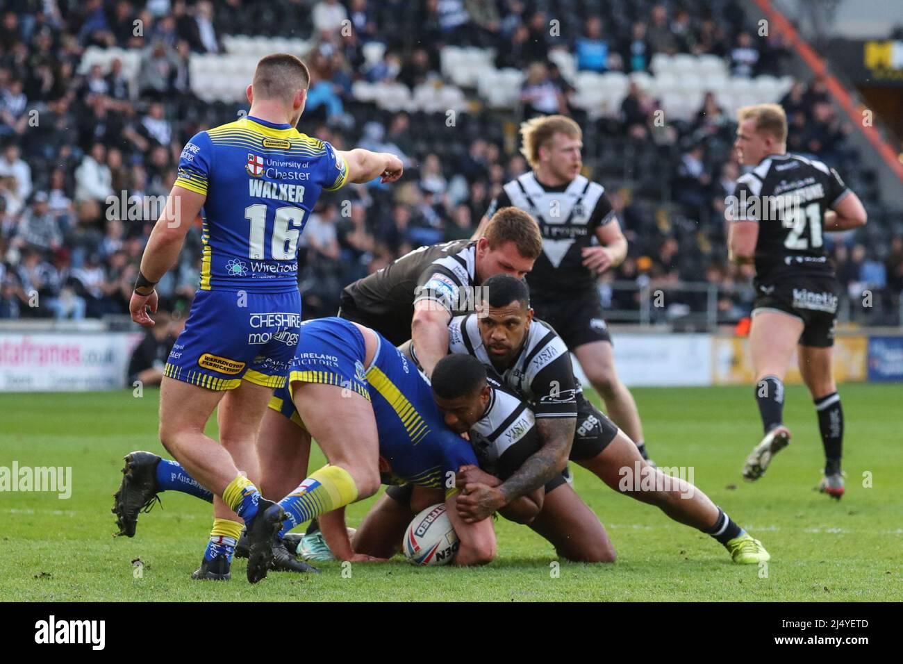 A strong Hull FC tackle which causes a knock on leading to Hull FC’s ... A strong Hull FC tackle which causes a knock on leading to Hull FC’s ...
