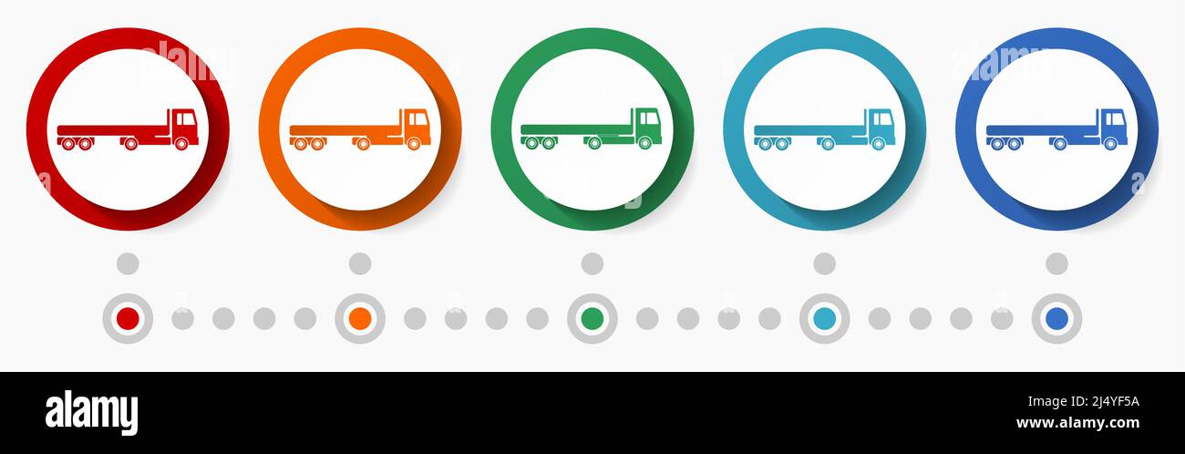 Trailer, truck concept vector icon set, infographic template, flat ...