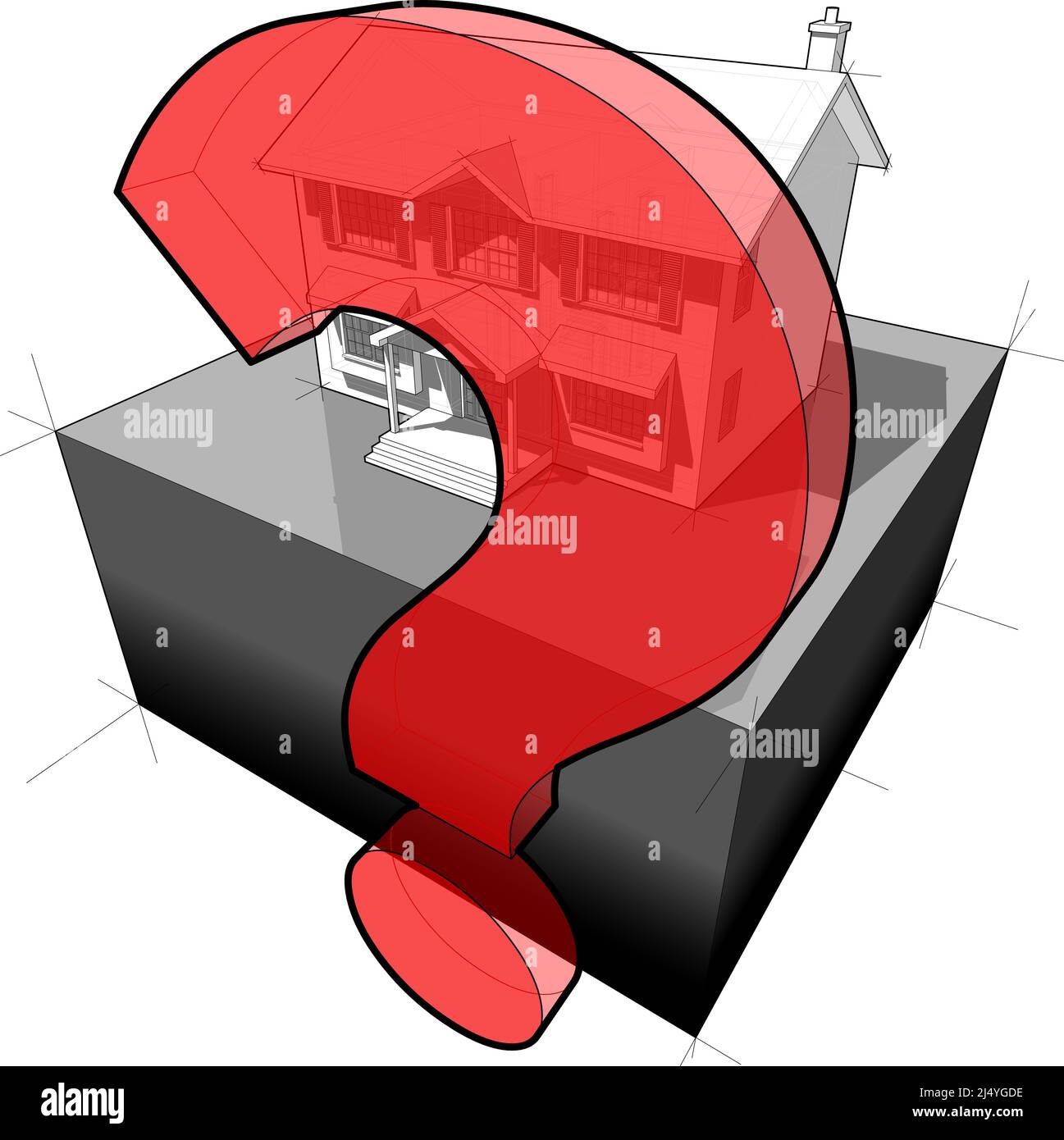 diagram of a classic colonial house and question mark Stock Photo - Alamy