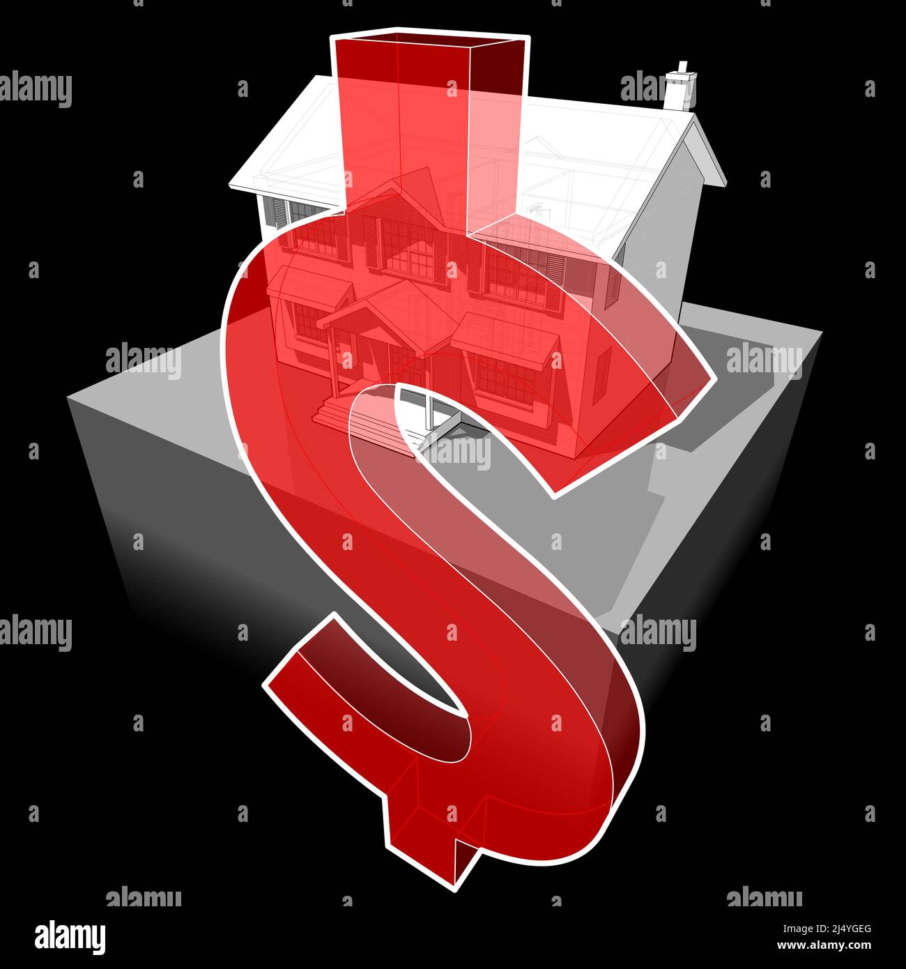 diagram of a classic colonial house and dollar sign Stock Photo - Alamy
