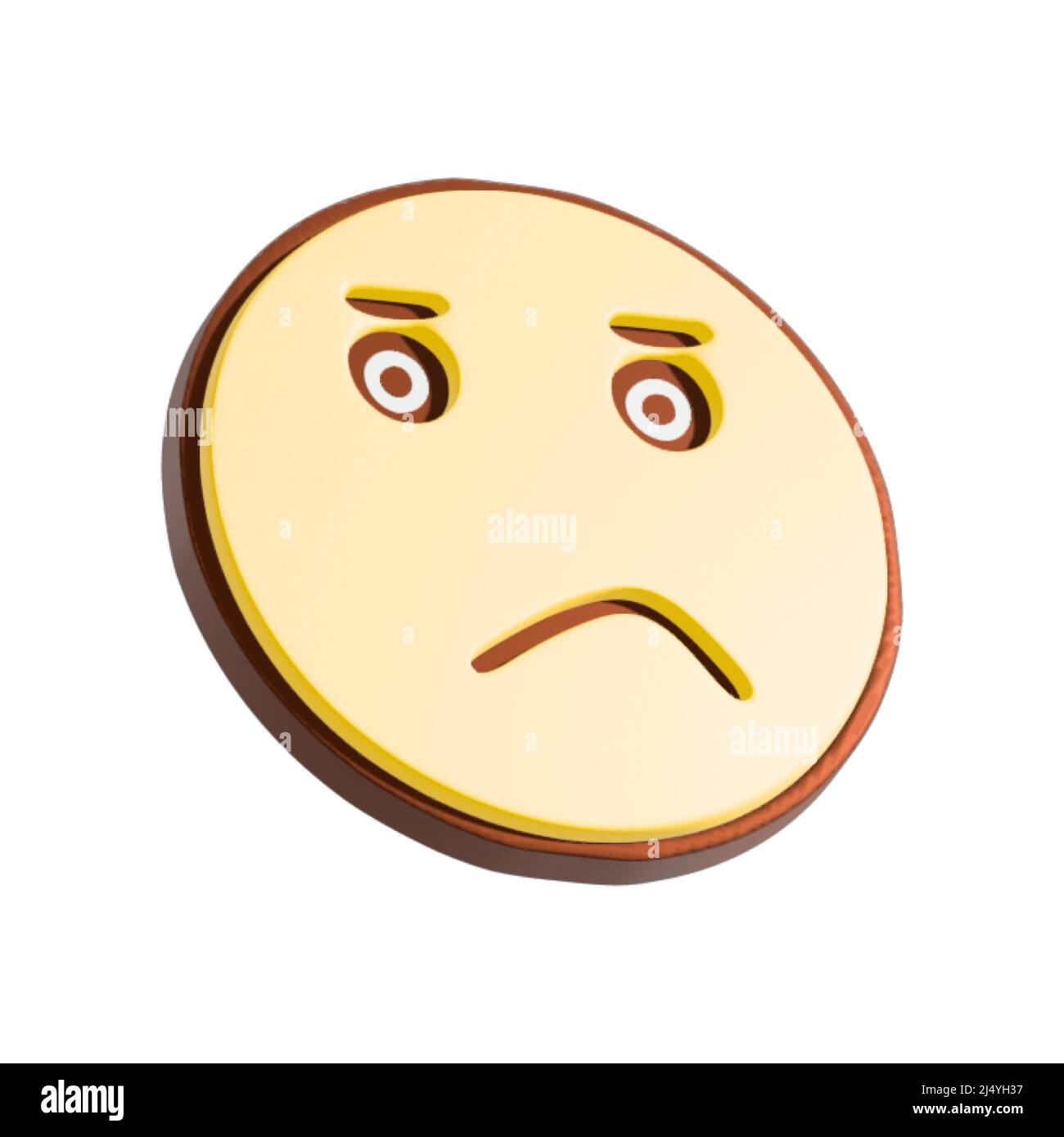 Sad face 3d illustration. Cartoon character isolated on white ...