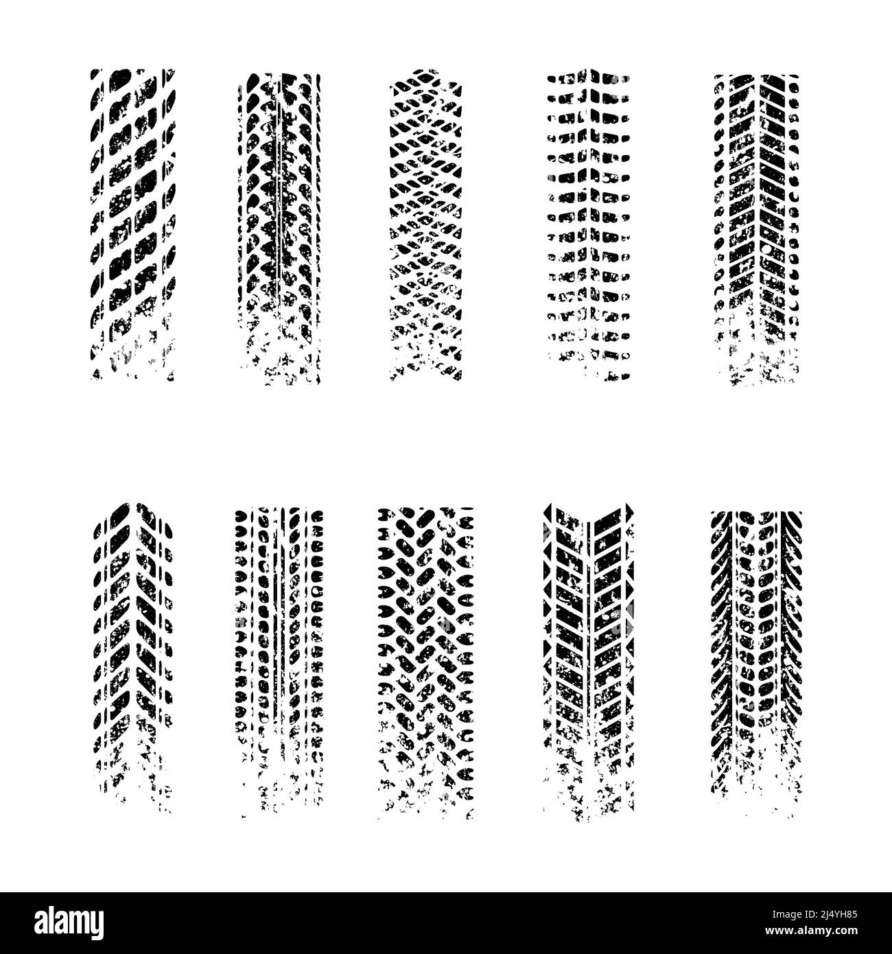 Tire tracks grunge round corners set Stock Vector Image & Art - Alamy