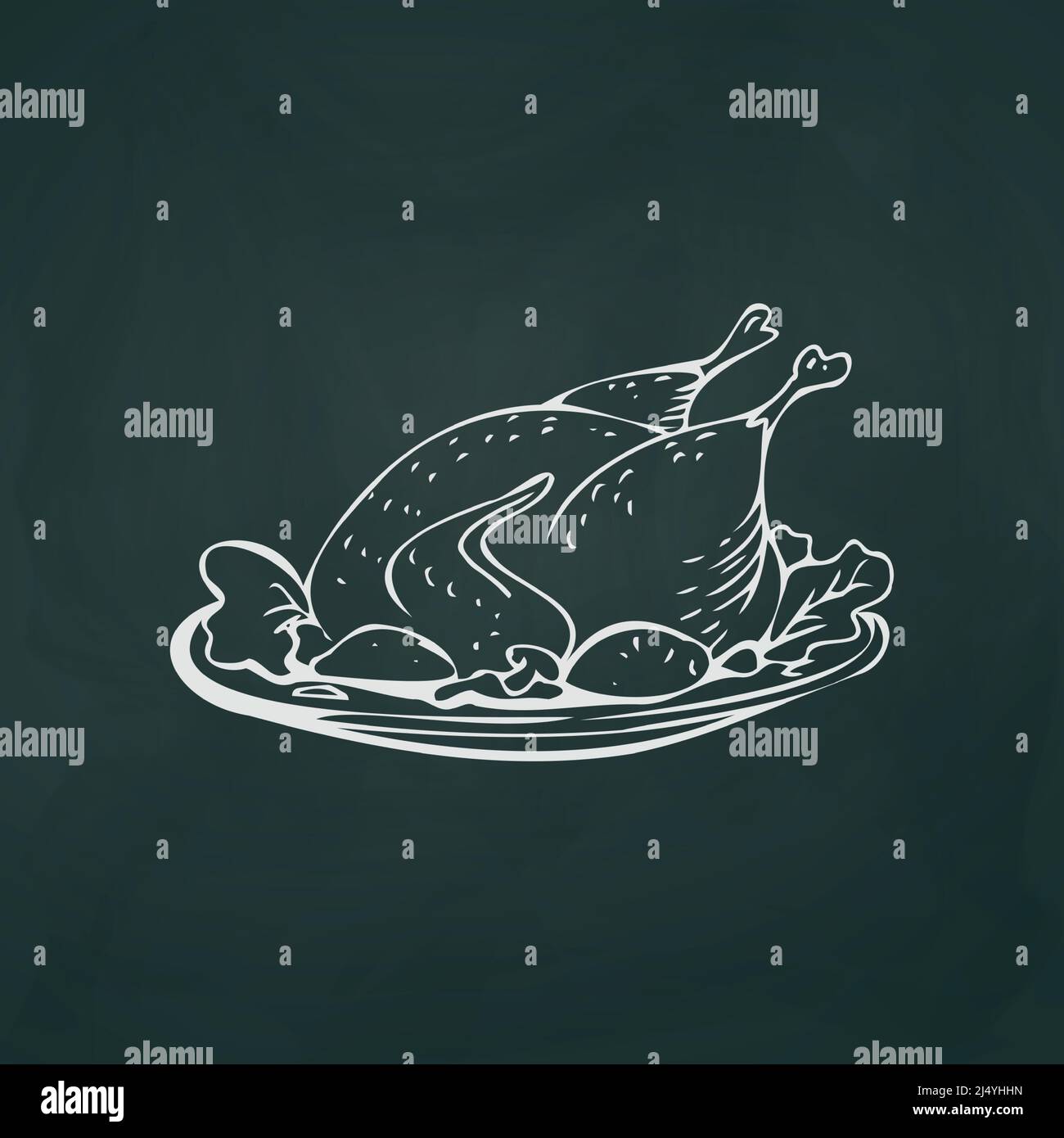 Fried chicken thin white lines on a textured dark background - Vector ...