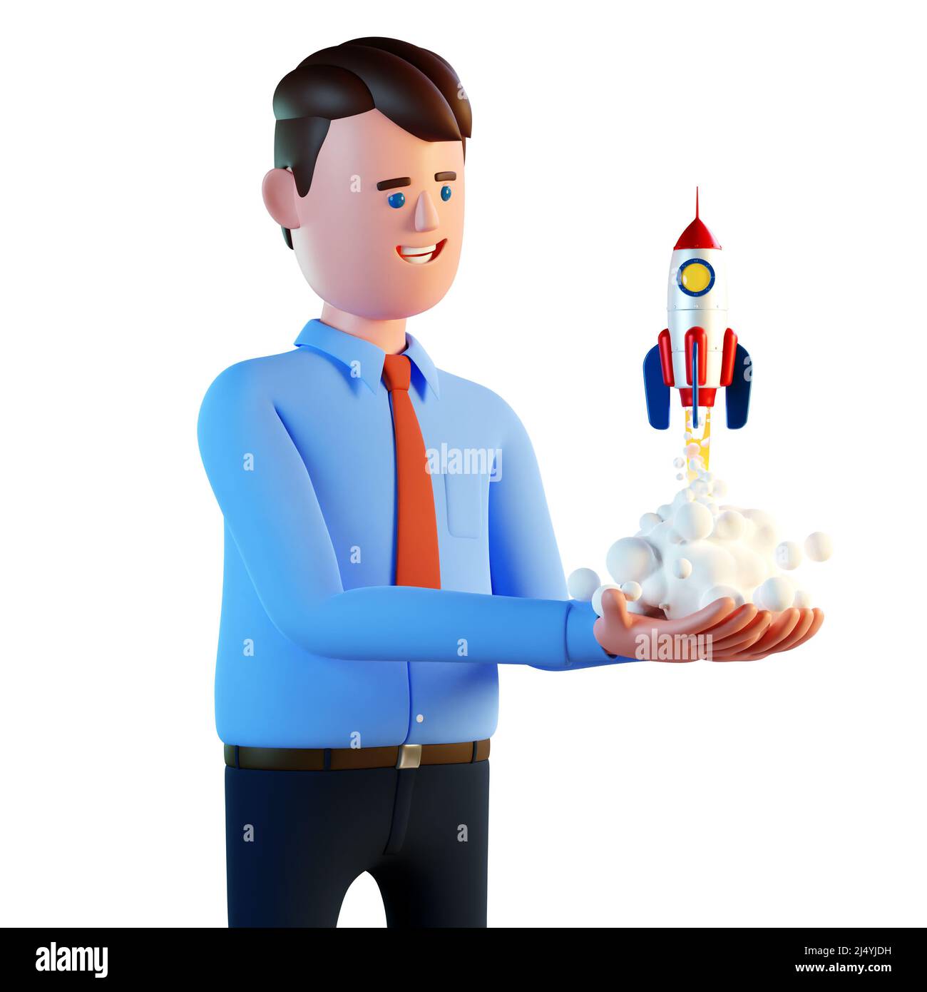 3d man launches a rocket Stock Photo - Alamy
