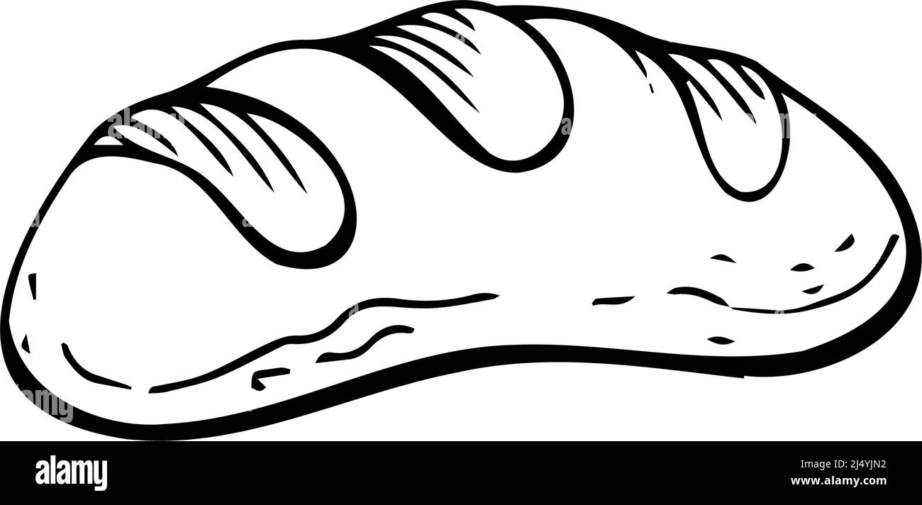 Loaf of bread thin black lines on a white background - Vector ...