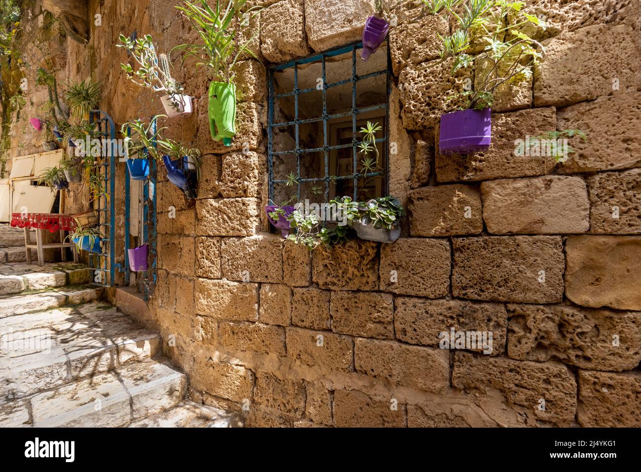 Israel, Tel Aviv Namal Yafo historic Old Jaffa port with art galleries ...