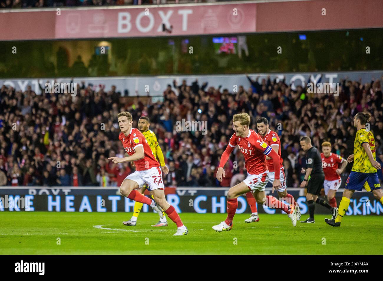 Ryan Yates #22 of Nottingham Forest celebrates after doubling his sides ...